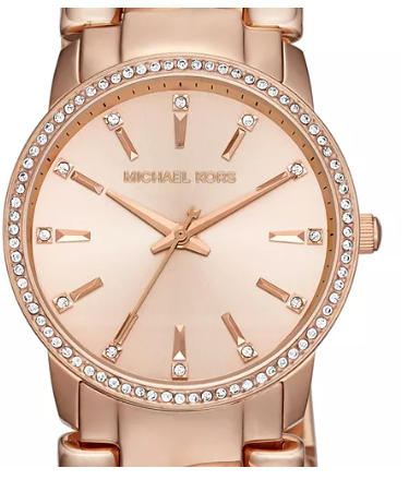 MICHAEL KORS NINI RELOJ DE CUARZO CON ESFERA ROSA Y CRISTAL PARA MUJER ...